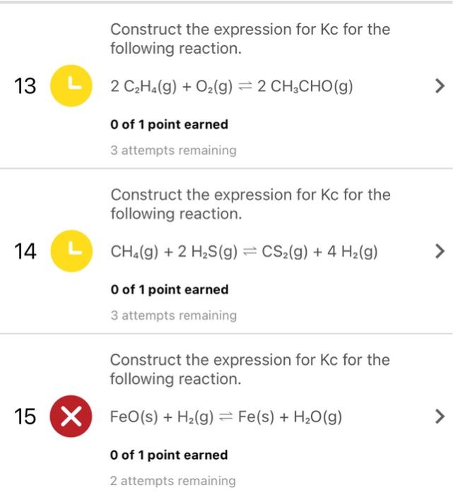 Solved Construct the expression for Kc for the following | Chegg.com