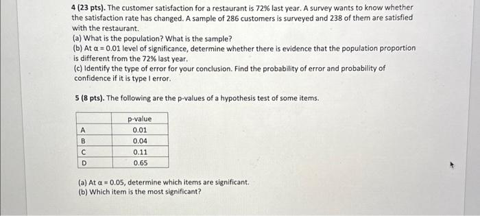 Solved 1 (23 pts). A student in a college wants to know | Chegg.com