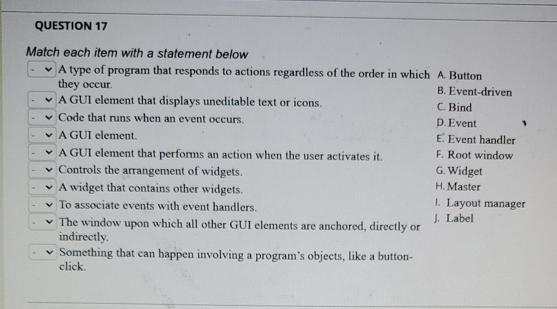 Solved QUESTION 15 What Tkinter class is good for displaying | Chegg.com