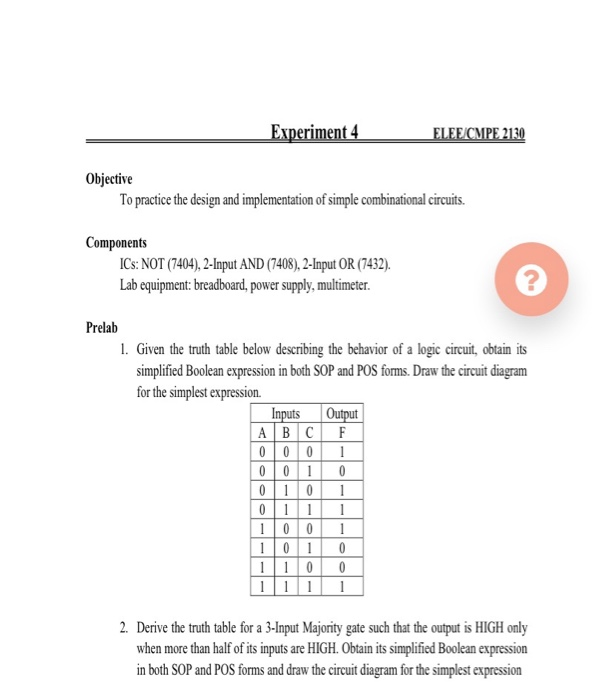 Solved Experiment 4 ELEE/CMPE 2130 Objective To practice the | Chegg.com