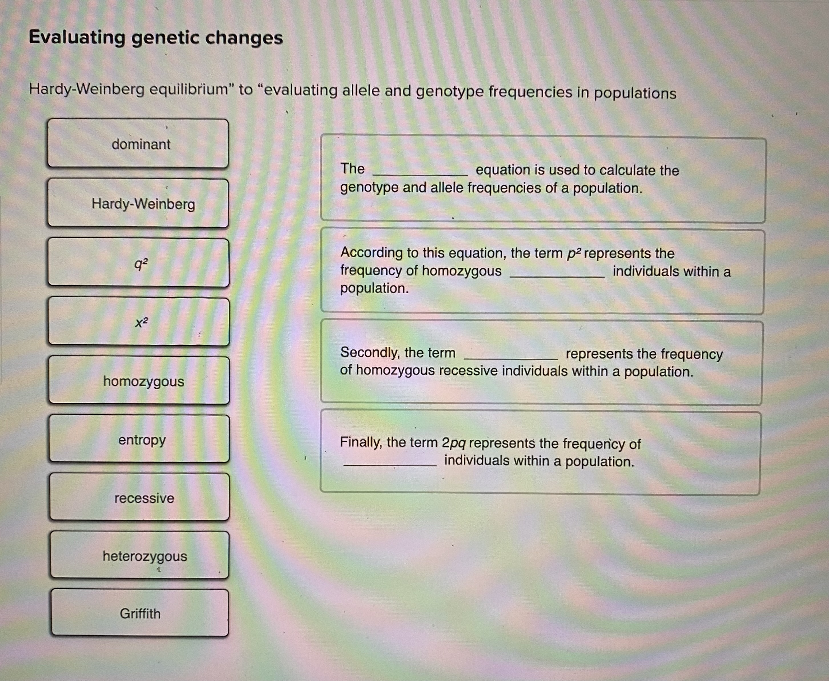 Solved Evaluating genetic changesHardy-Weinberg equilibrium" | Chegg.com