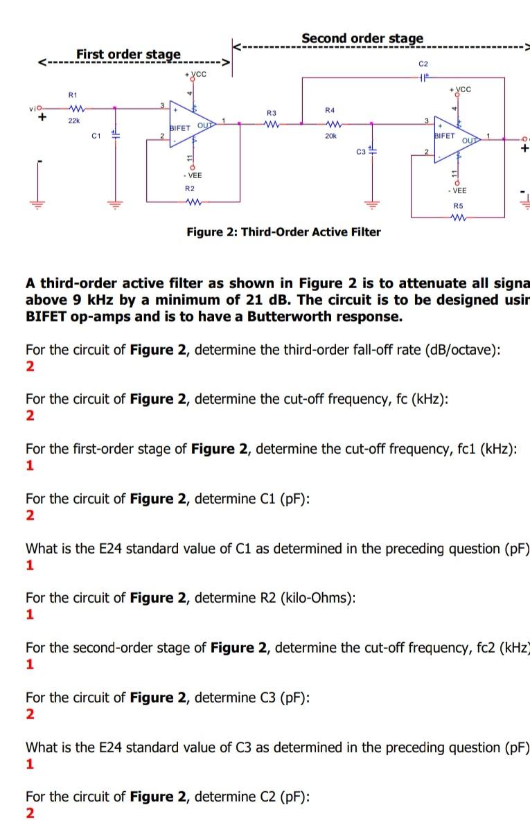Solved Second order stage First order stage C2 *VCC • Усс R1 | Chegg.com