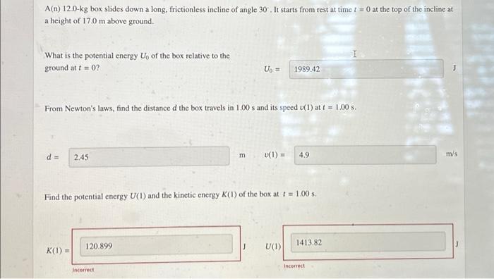 Solved A(n) 12.0−kg box slides down a long, frictionless | Chegg.com