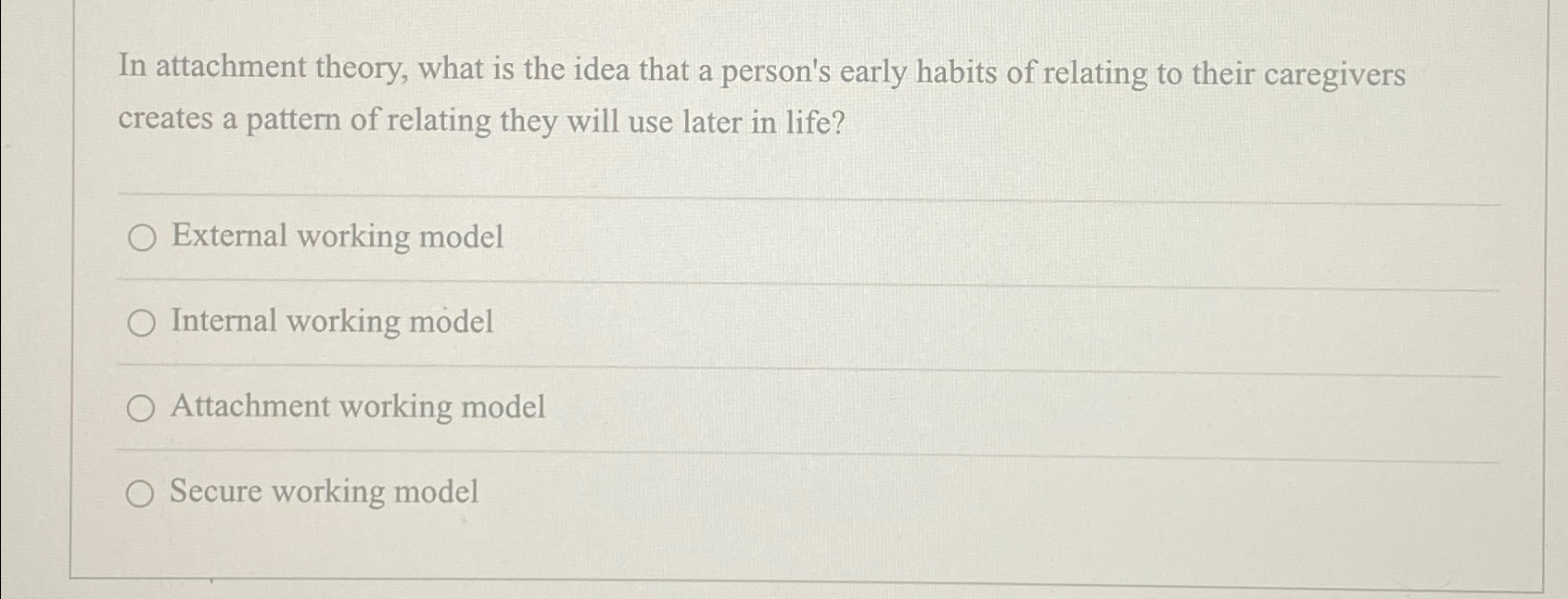 Solved In attachment theory, what is the idea that a | Chegg.com