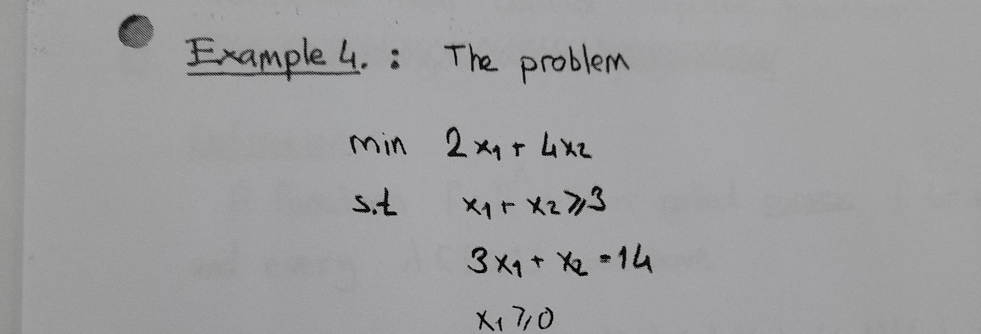Solved Example 4.: The problem min s.t | Chegg.com