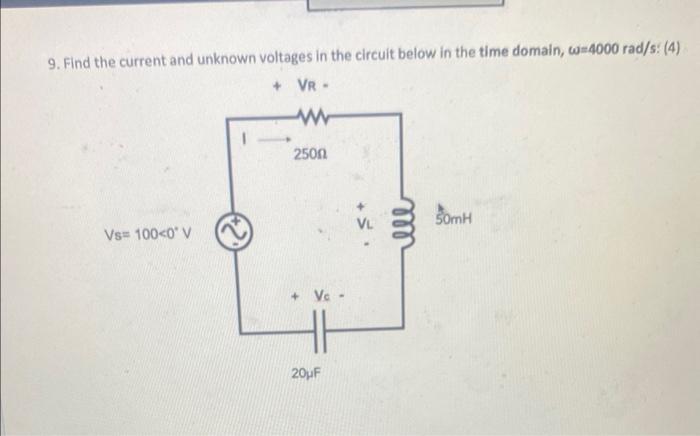 Solved 9. Find the current and unknown voltages in the | Chegg.com