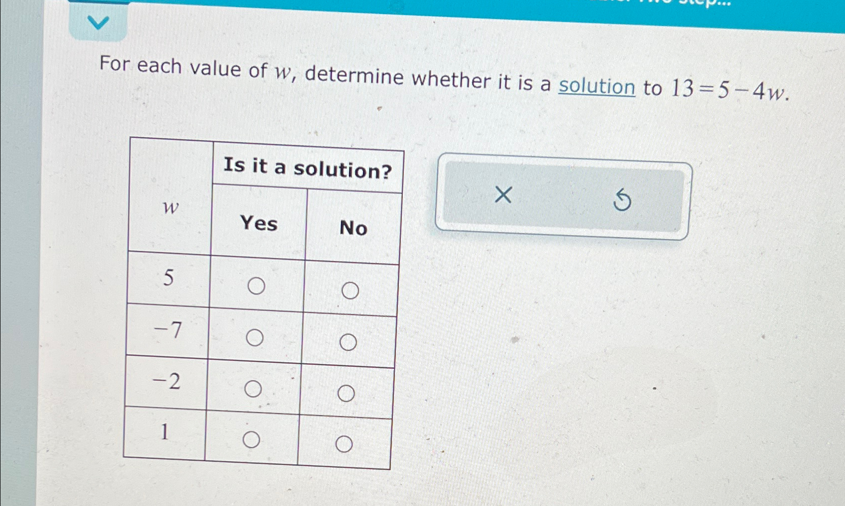 Solved For each value of w, ﻿determine whether it is a | Chegg.com