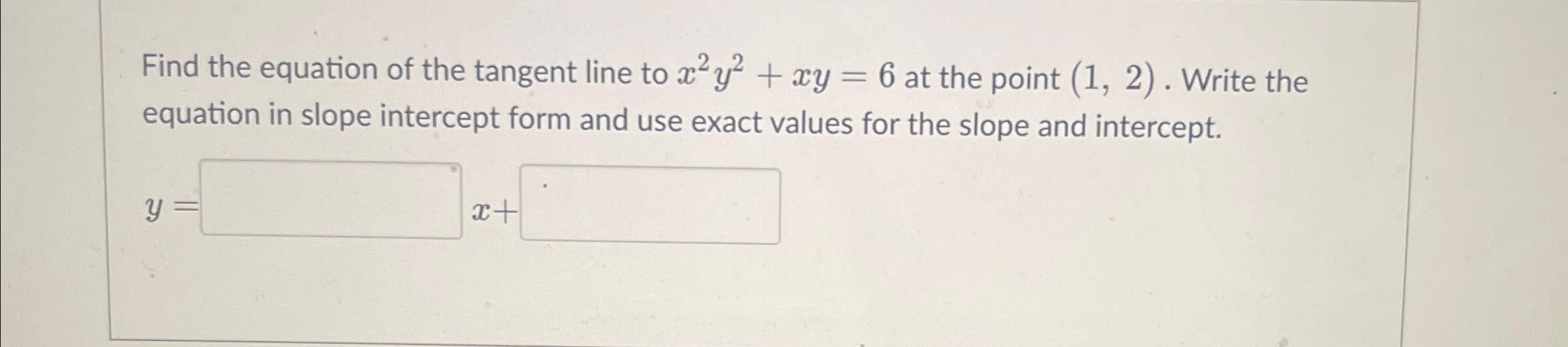 Solved Find the equation of the tangent line to x2y2+xy=6 | Chegg.com