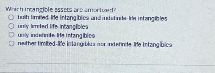Solved Which intangible assets are amortized? both | Chegg.com