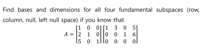 Solved Find bases and dimensions for all four fundamental | Chegg.com