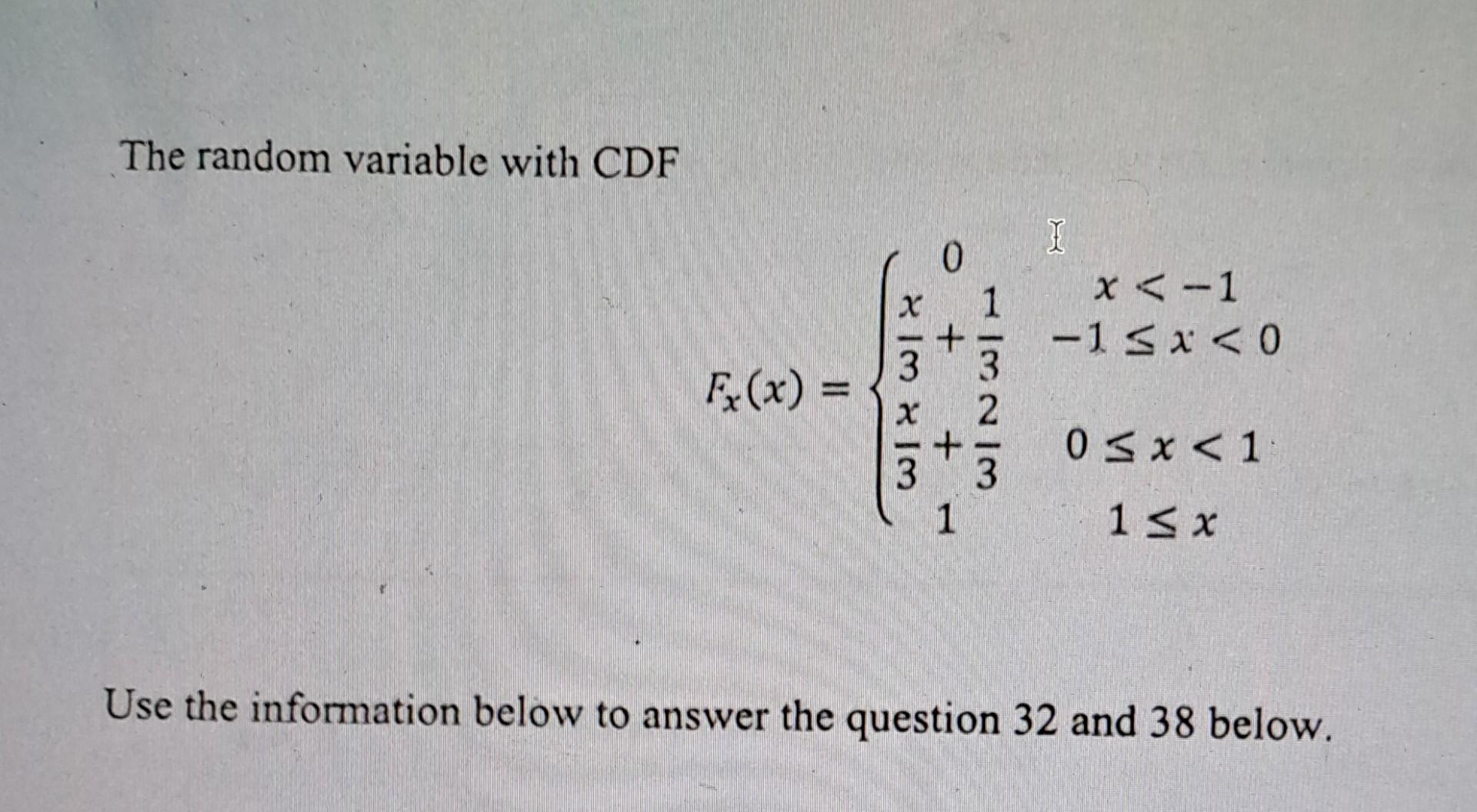 The random variable with CDF | Chegg.com