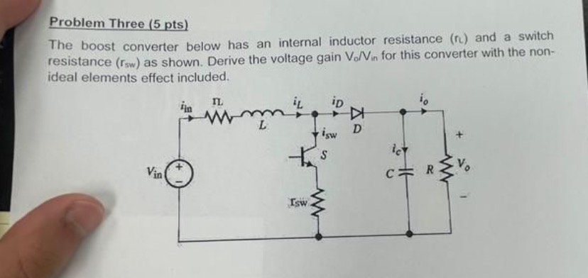 Solved Problem Three (5 ﻿pts)The boost converter below has | Chegg.com