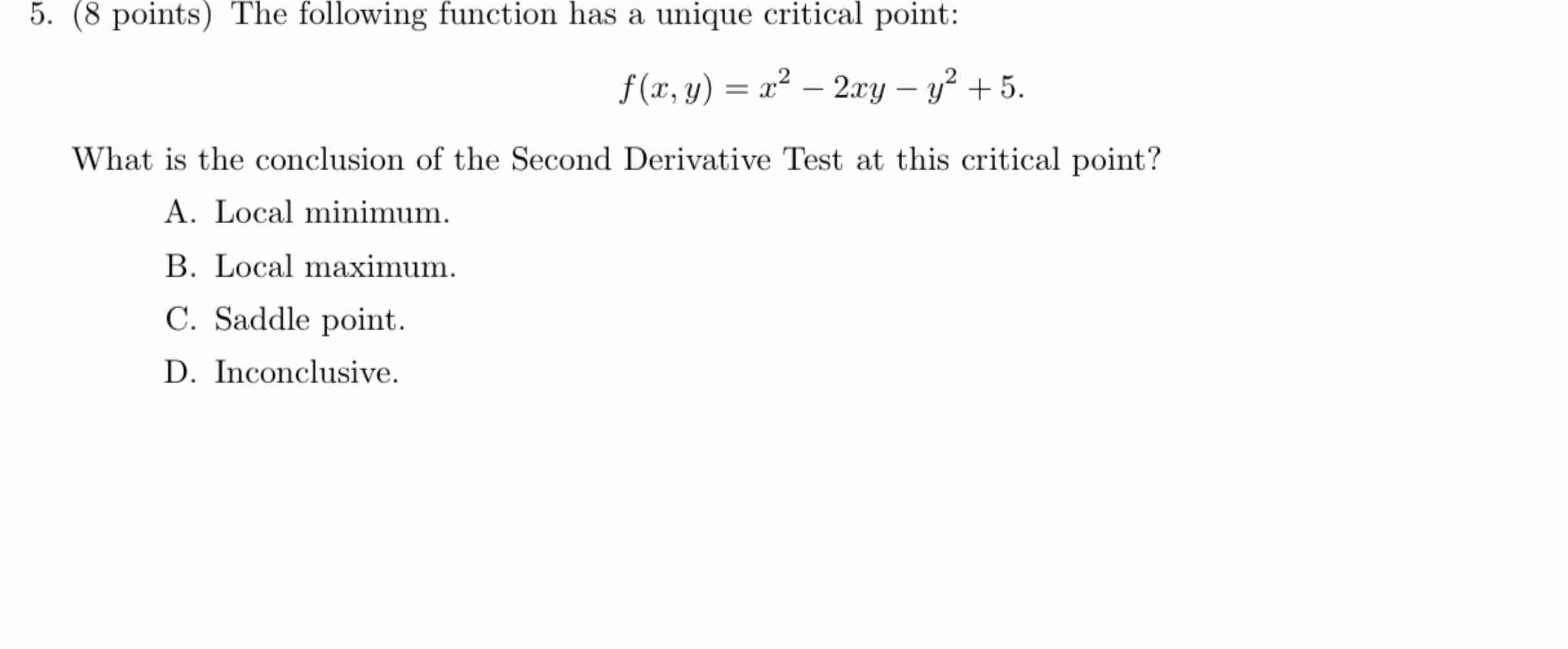 Solved (8 ﻿points) ﻿The following function has a unique | Chegg.com