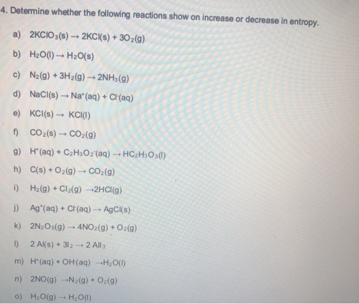 Solved 4. Determine whether the following reactions show on | Chegg.com