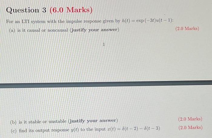 Solved For an LTI system with the impulse response given by | Chegg.com