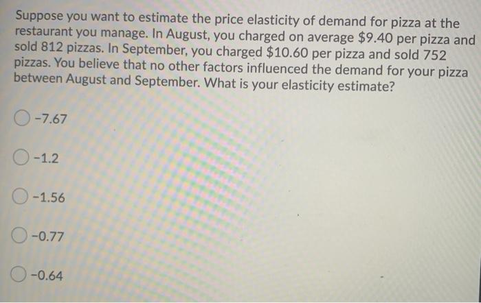 Solved Suppose you want to estimate the price elasticity of | Chegg.com
