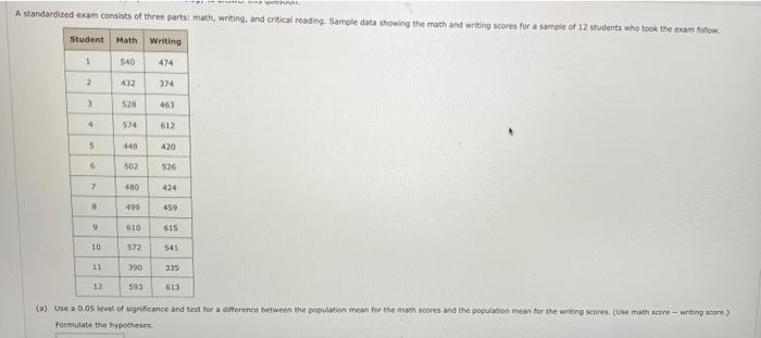 Solved A standardized exam consists of three parts: math, | Chegg.com