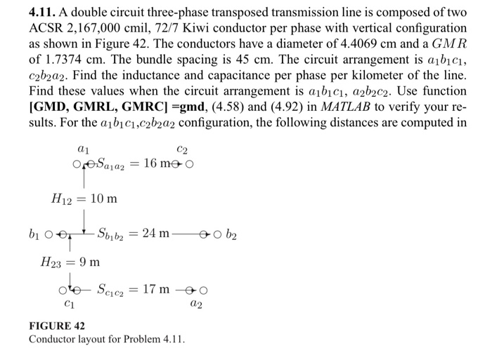 Solved 4.11. A double circuit three-phase transposed | Chegg.com