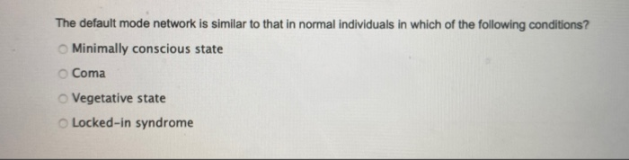 Solved The default mode network is similar to that in normal | Chegg.com