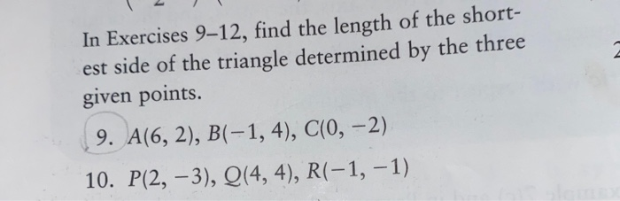 Solved In Exercises 9-12, find the length of the short- est | Chegg.com
