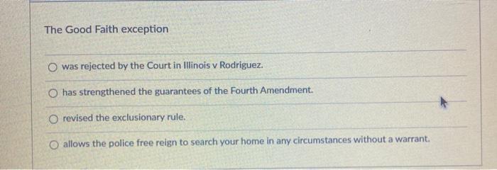 The Good Faith exception O was rejected by the Court | Chegg.com