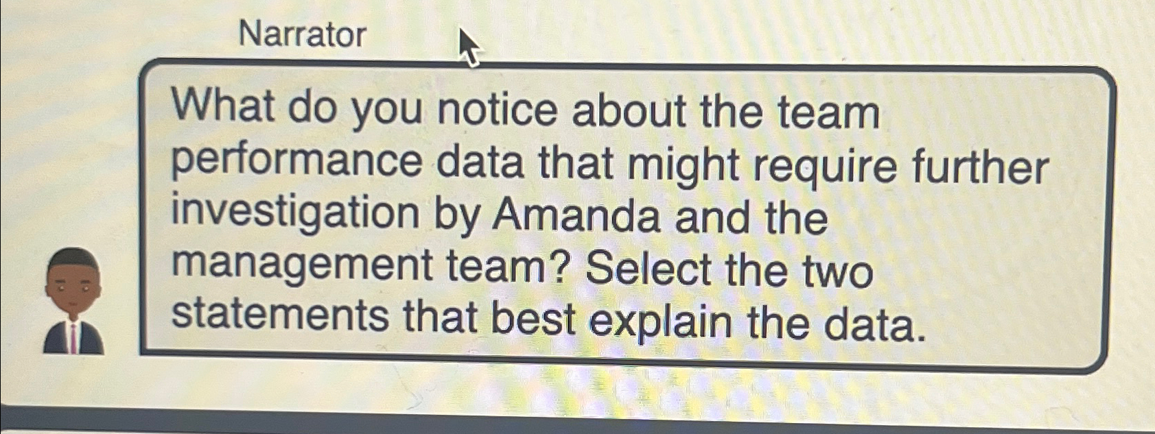 Solved NarratorWhat do you notice about the team performance | Chegg.com