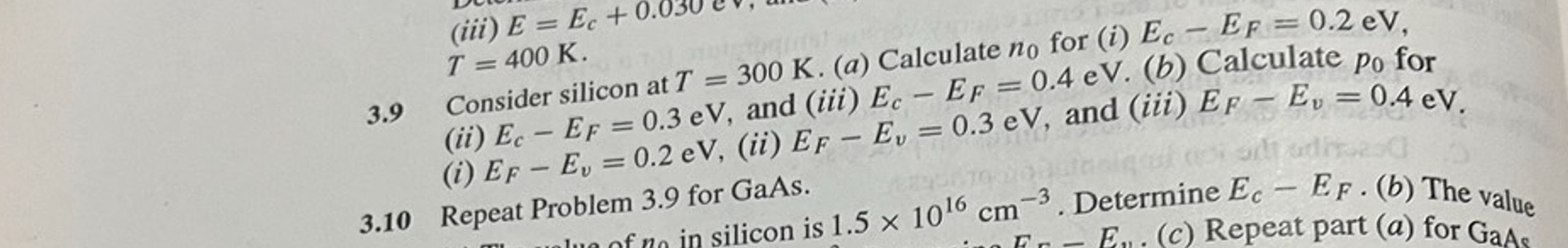 3.9 ﻿Consider silicon at T=300K. (a) ﻿Calculate n0 | Chegg.com