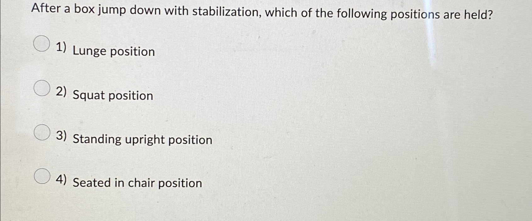 Solved After a box jump down with stabilization, which of | Chegg.com