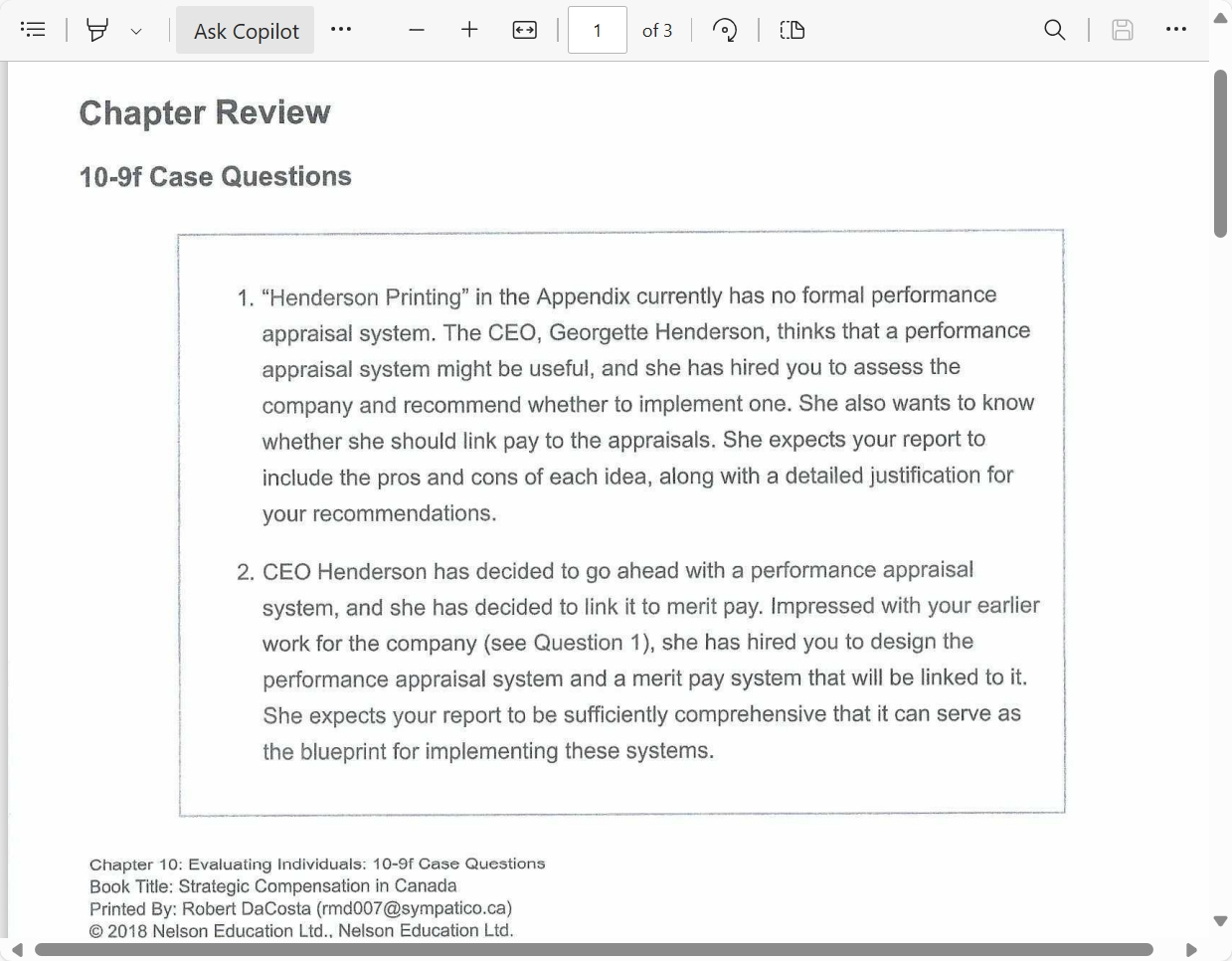 Solved Chapter Review10-9f Case Questions"Henderson | Chegg.com