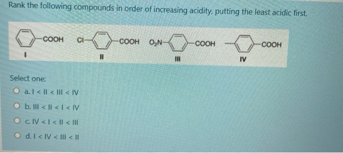 Solved Rank the following compounds in order of increasing | Chegg.com