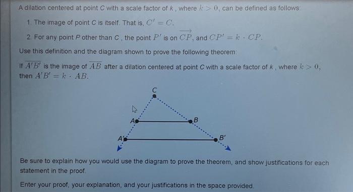 Solved A dilation centered at point C with a scale factor of | Chegg.com