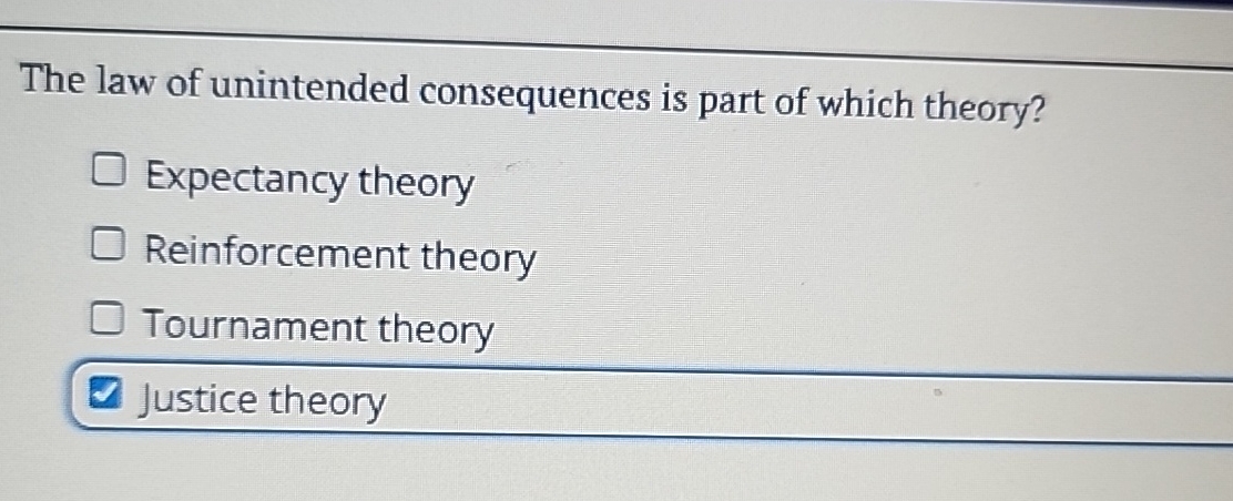 Solved The law of unintended consequences is part of which | Chegg.com
