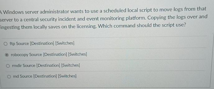 Solved Windows server administrator wants to use a scheduled | Chegg.com