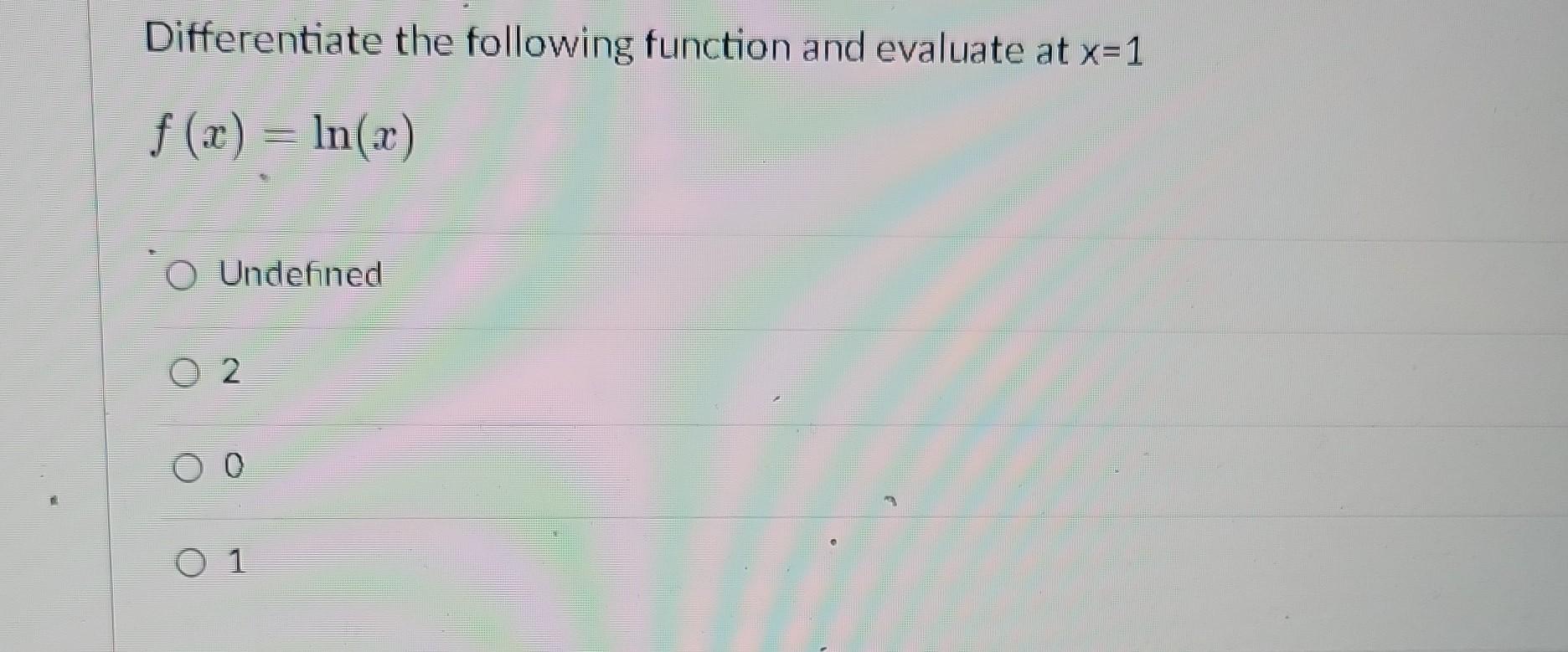 Solved Differentiate the following function and evaluate at | Chegg.com