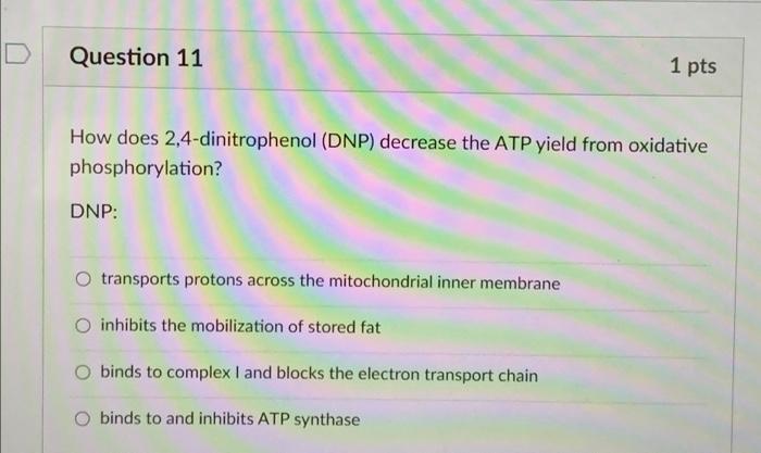 Solved D Question 11 1 pts How does 2,4-dinitrophenol (DNP) | Chegg.com