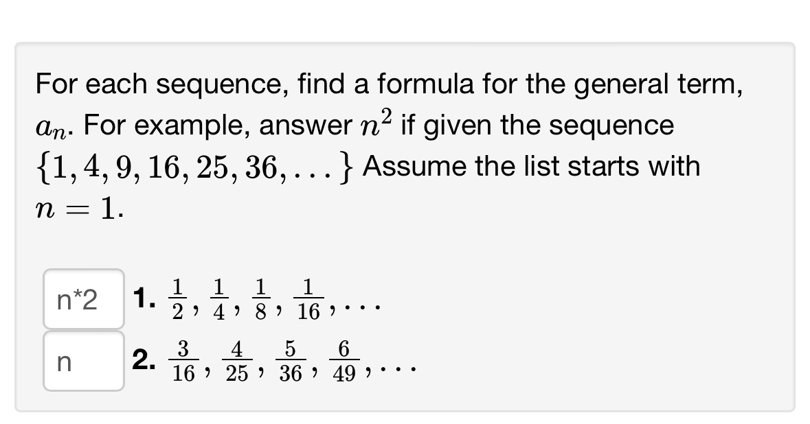 Solved For each sequence, find a formula for the general | Chegg.com
