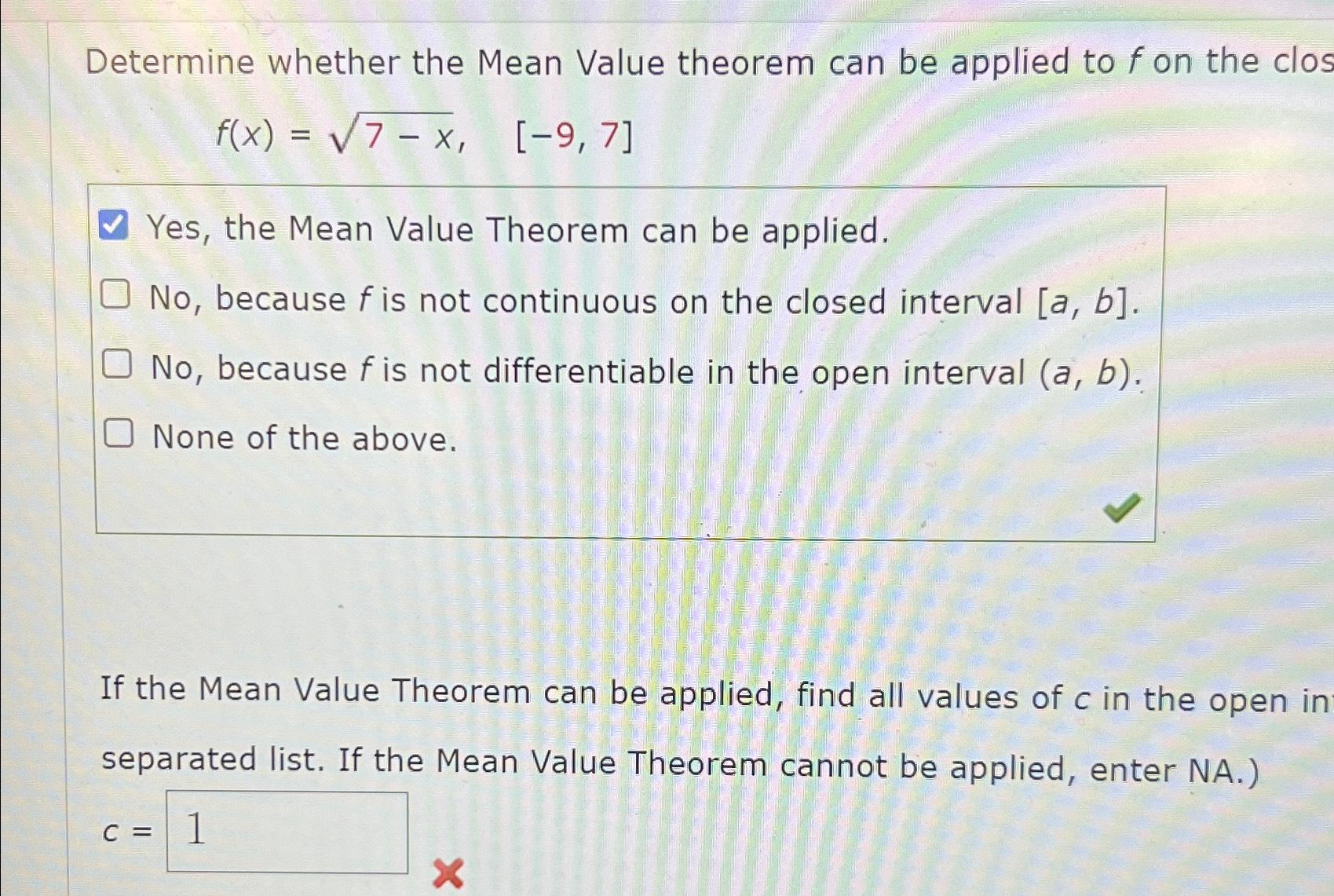 Solved Determine whether the Mean Value theorem can be | Chegg.com