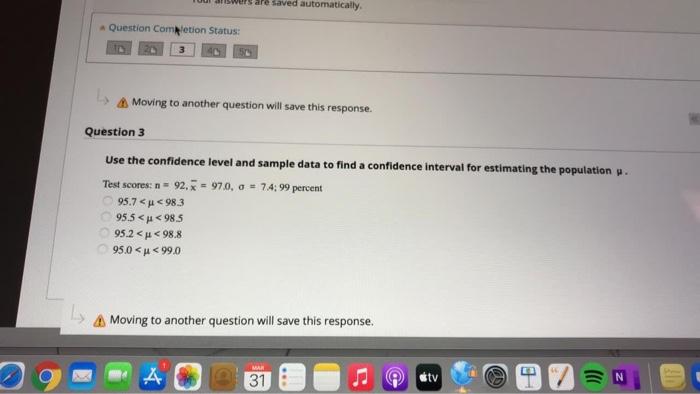Solved are saved automatically Question Completion Status: | Chegg.com