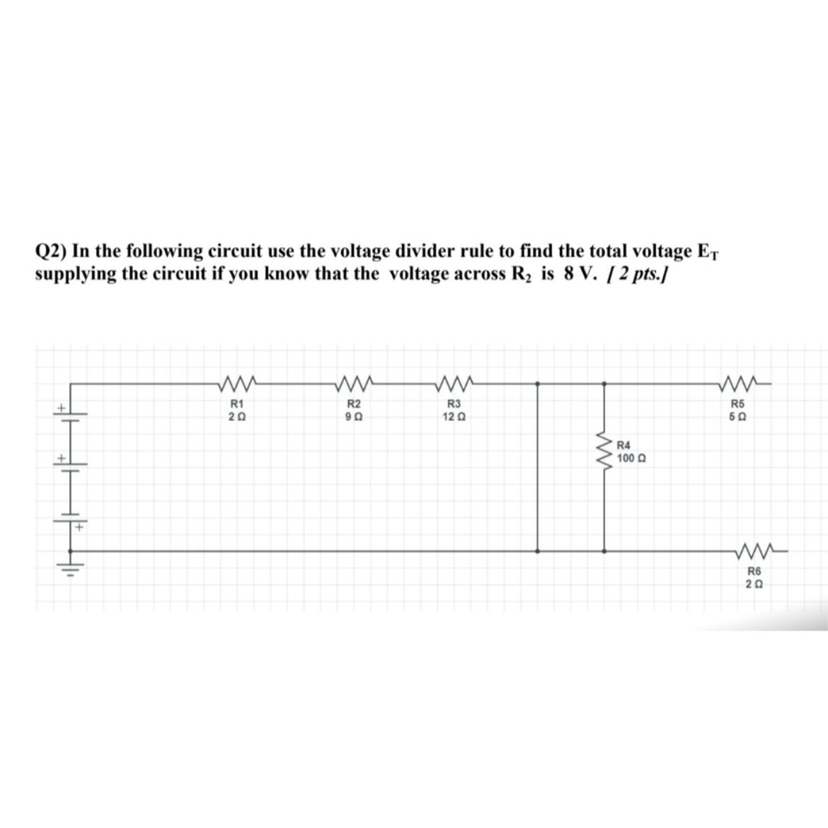 Solved Q2) ﻿In the following circuit use the voltage divider | Chegg.com