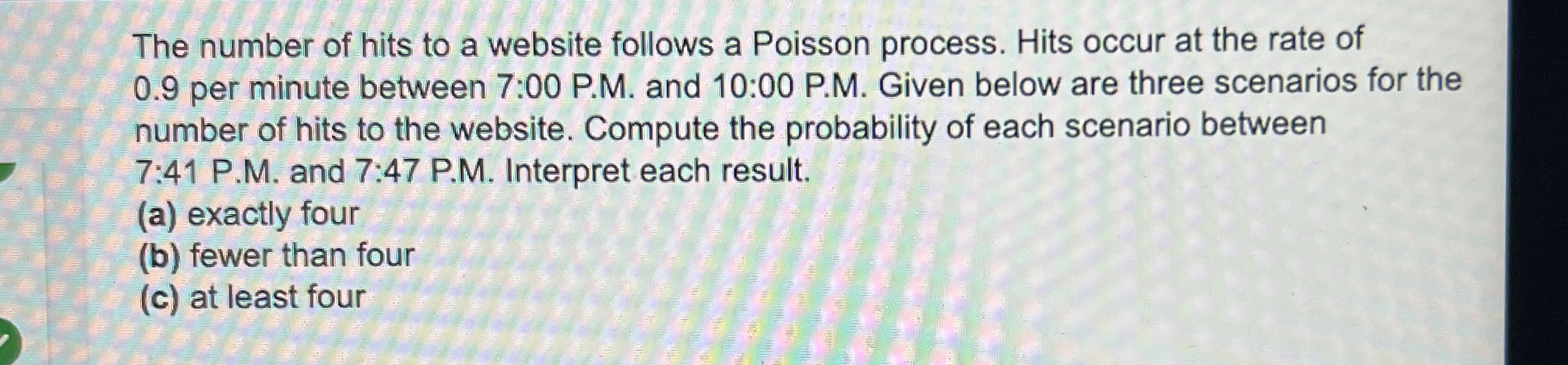 Solved The number of hits to a website follows a Poisson | Chegg.com