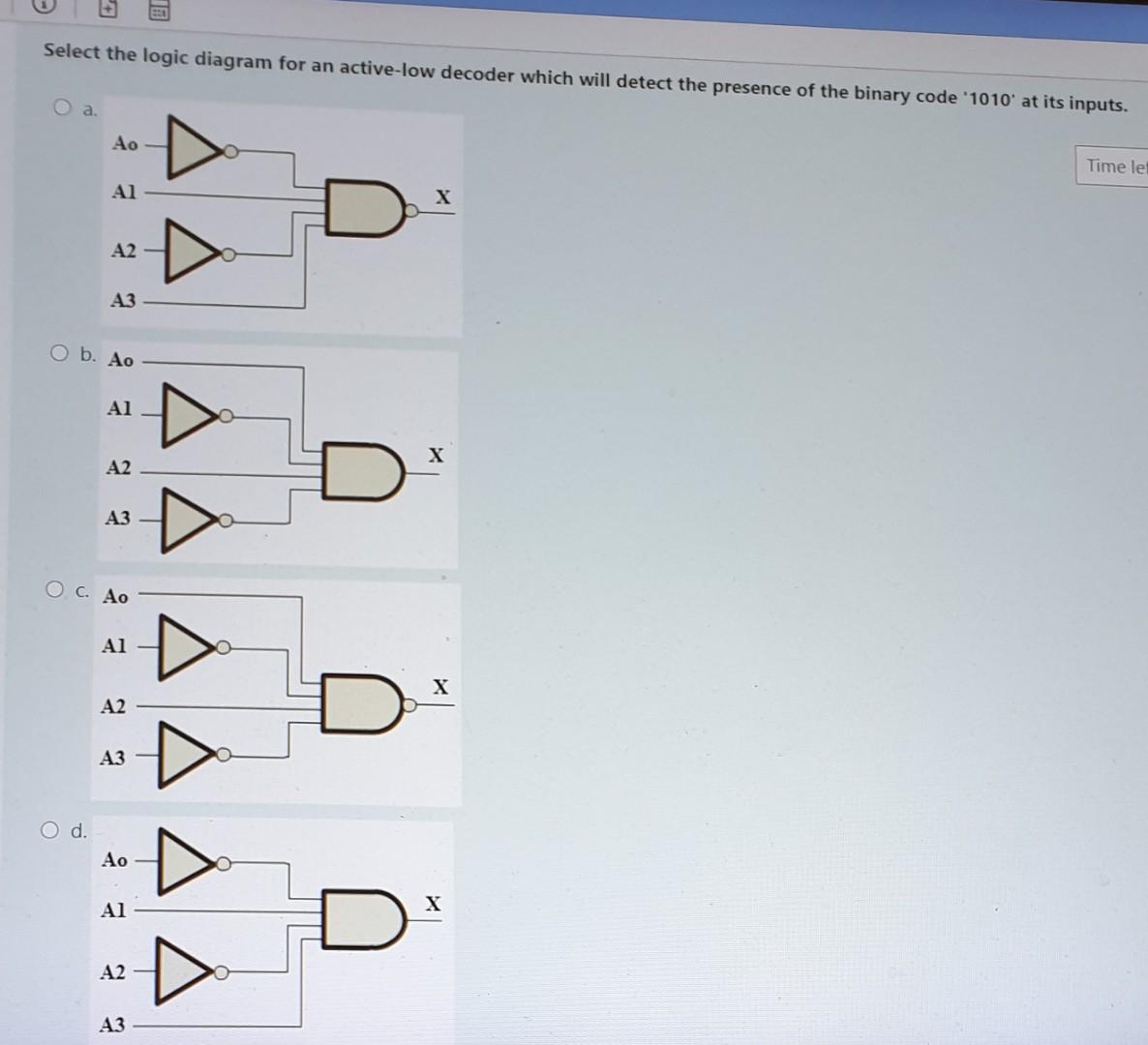 Solved Select the logic diagram for an active-low decoder | Chegg.com