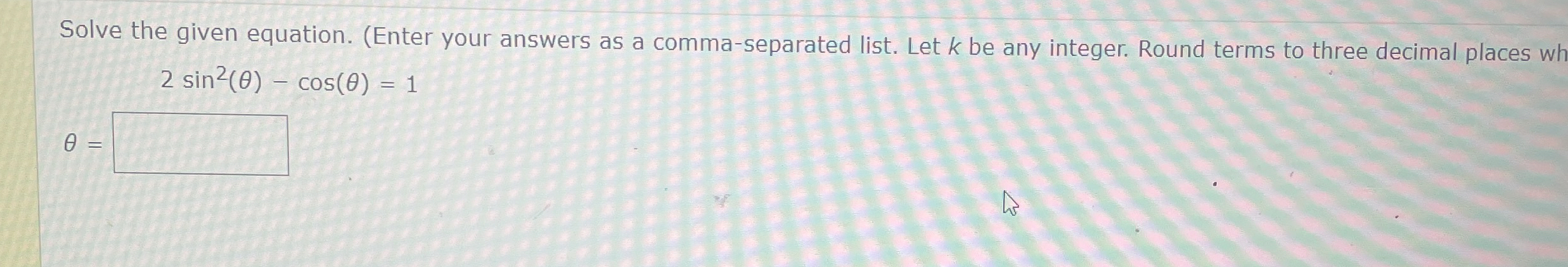 Solved Solve the given equation. (Enter your answers as a | Chegg.com