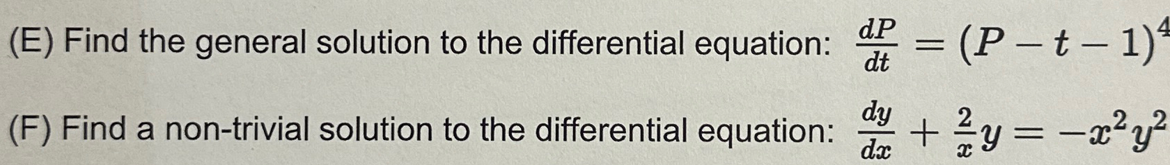 Solved (E) ﻿Find the general solution to the differential | Chegg.com
