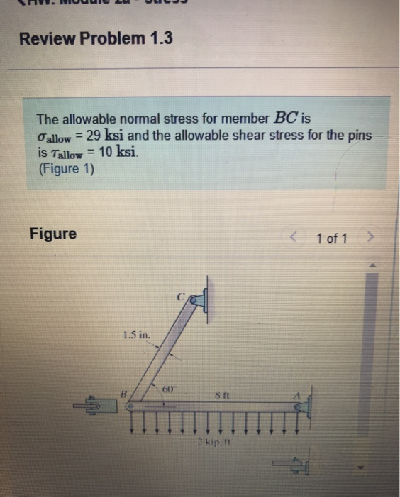 Solved Review Problem 1.3 The allowable normal stress for | Chegg.com