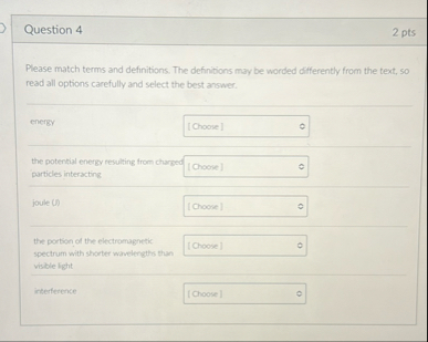 Solved Question 42 ﻿ptsPlease match terms and definitions. | Chegg.com