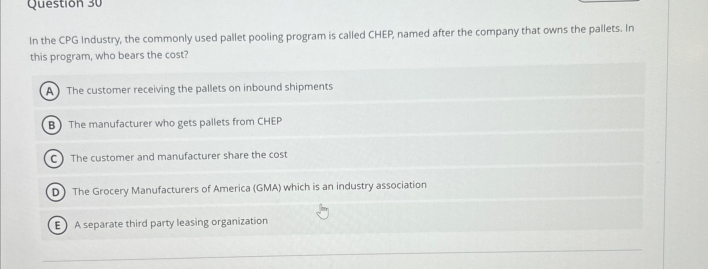Solved In the CPG Industry, the commonly used pallet pooling | Chegg.com