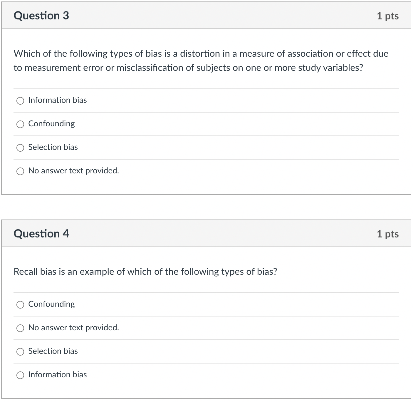 Solved Question 3Which of the following types of bias is a | Chegg.com