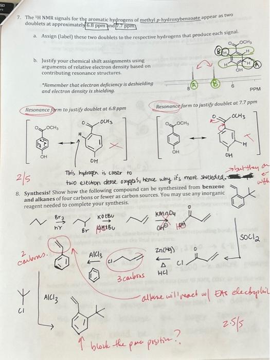 7. The 'H NMR signals for the aromatic hydrogens of | Chegg.com