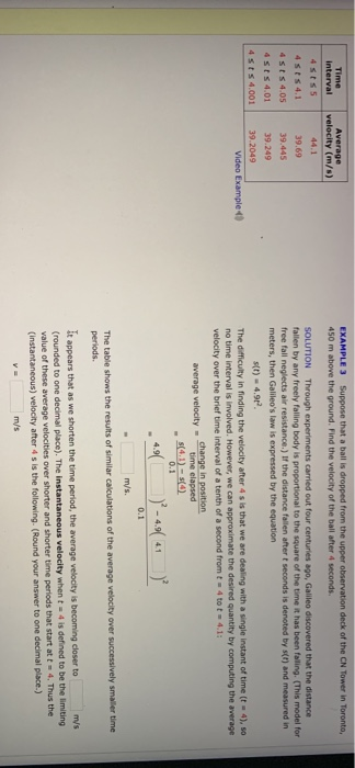 Solved Time interval Average velocity (m/s) EXAMPLE 3 | Chegg.com