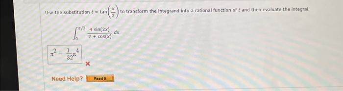 Solved Use the substitution t=tan(2x) to transform the | Chegg.com